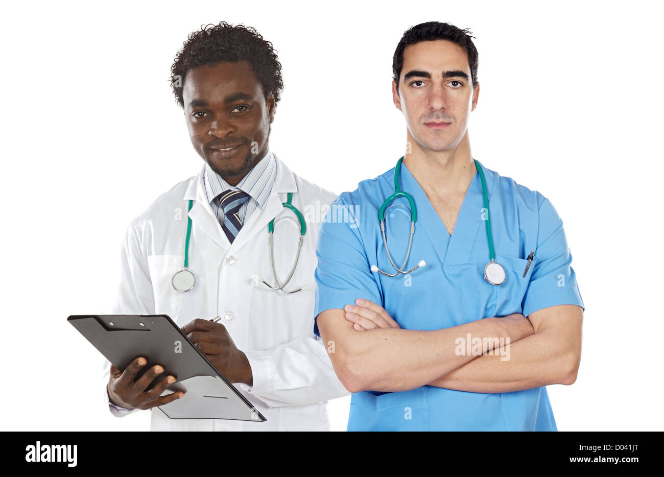 Two doctor on a over white background Stock Photo - Alamy