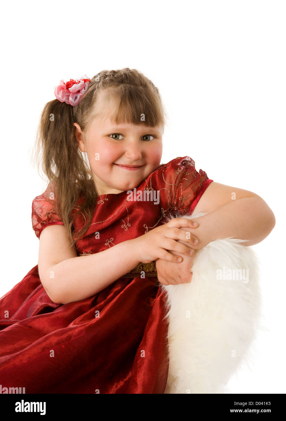 Dreaming little girl looking ???´┐¢???´┐¢ isolated on white Stock Photo ...