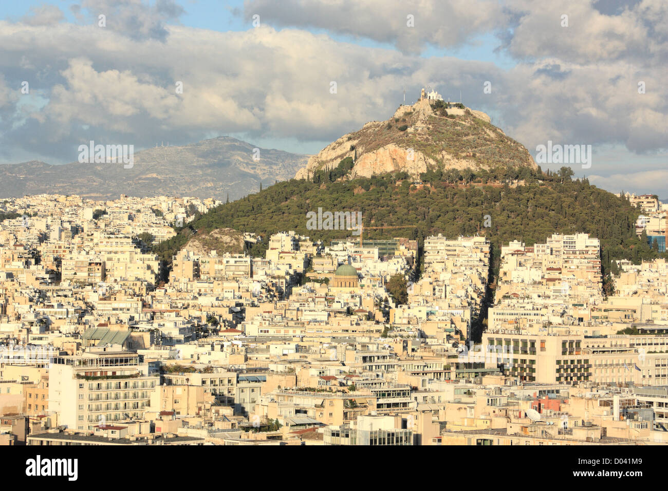 View to Mount Lycabettus (Lycabettos, Lykabettos, or Lykavittos) Athens ...