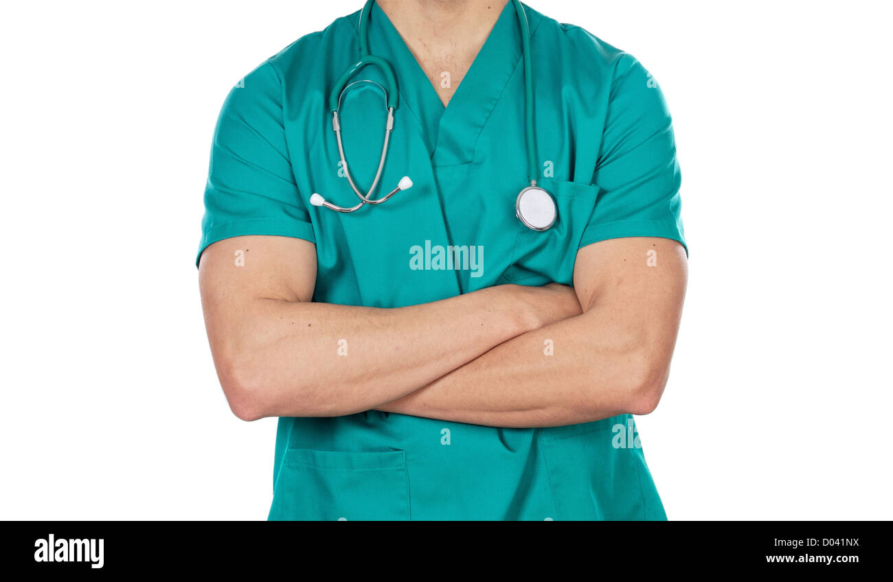 Anonymous doctor whit stethoscope a over white background Stock Photo ...