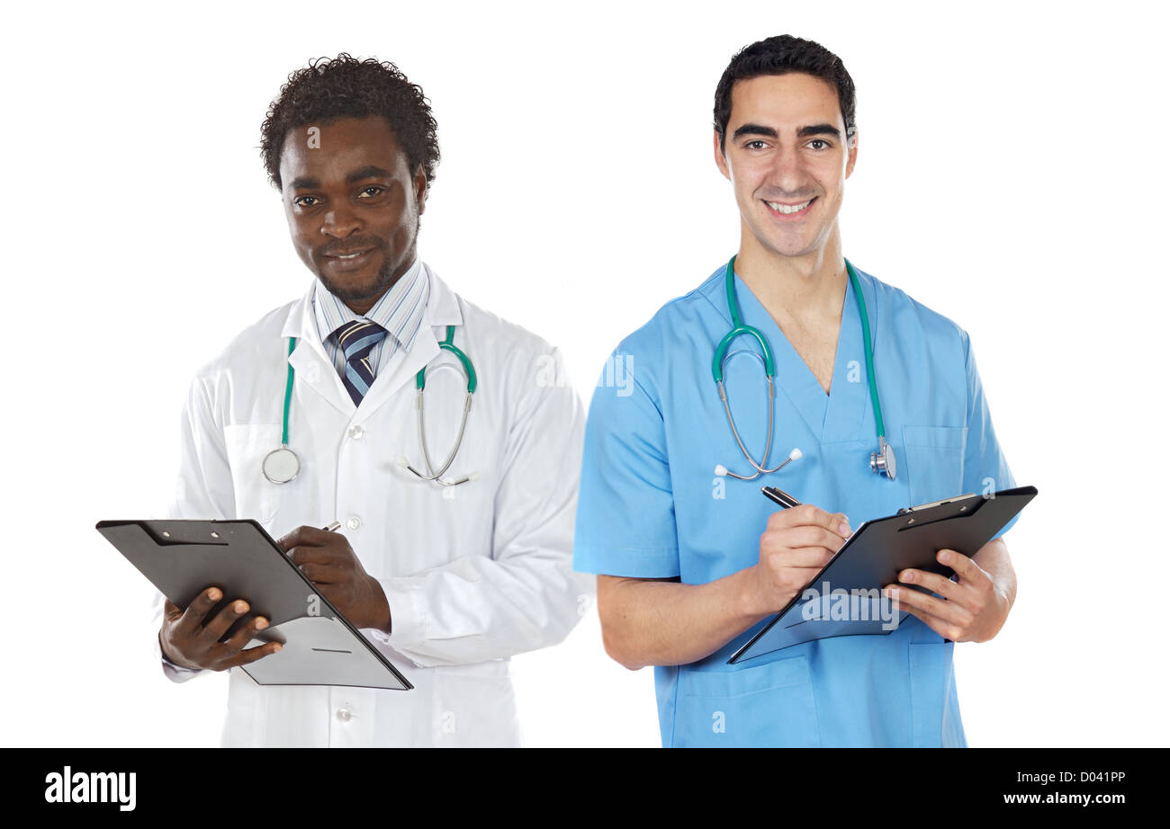 Two doctor on a over white background Stock Photo - Alamy