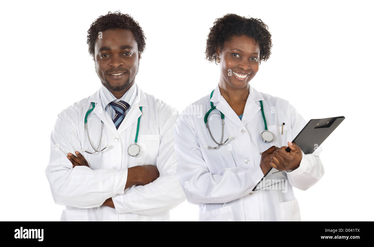 Couple of African American doctors a over white background Stock Photo ...