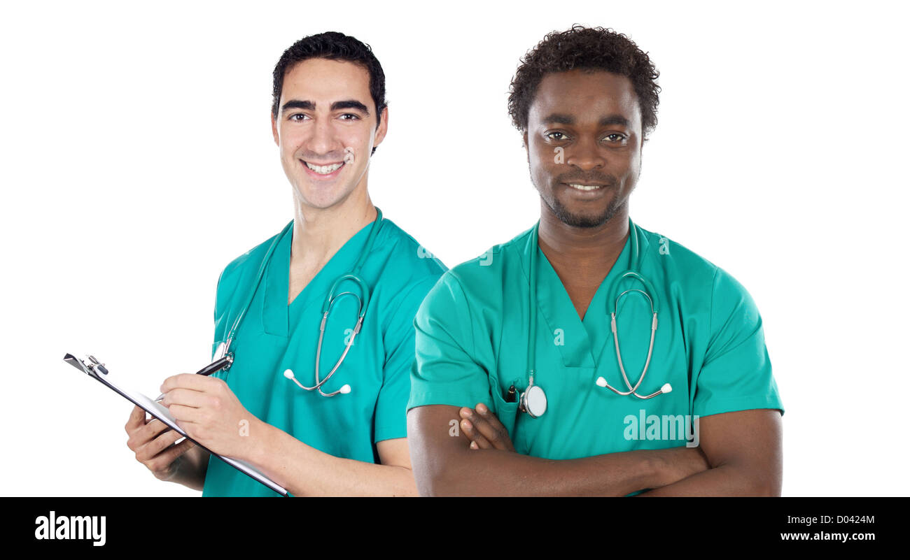 Two doctor on a over white background Stock Photo - Alamy