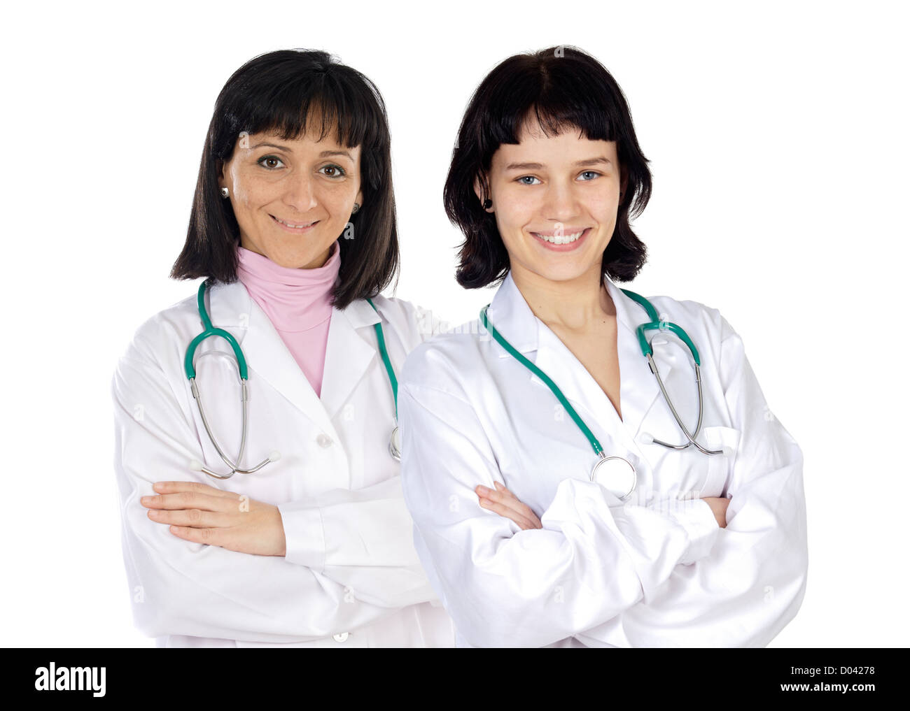 Attractive medical team a over white background Stock Photo - Alamy