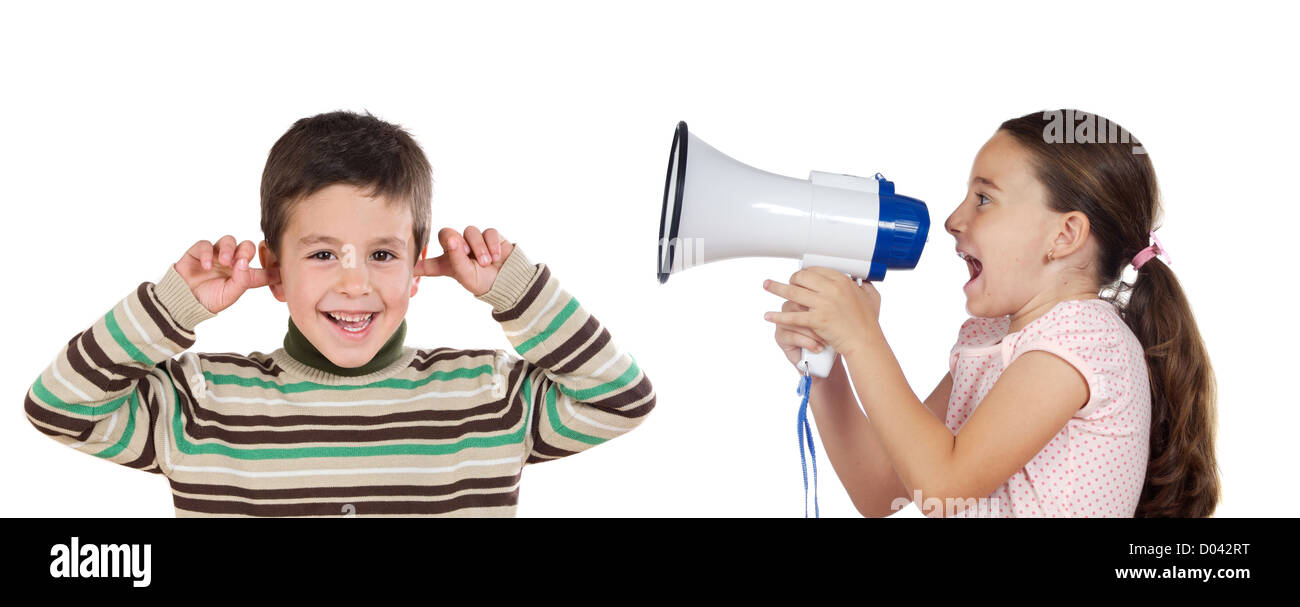 Cute Girl Shouting Megaphone Hand High Resolution Stock Photography and ...