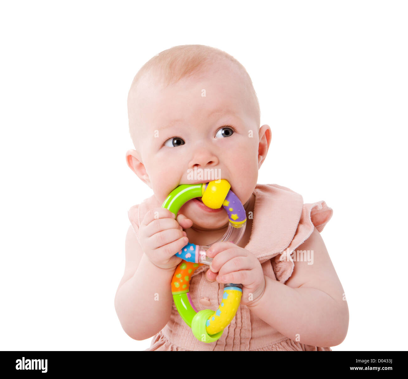 Six month Baby chewing toy isolated on white Stock Photo - Alamy