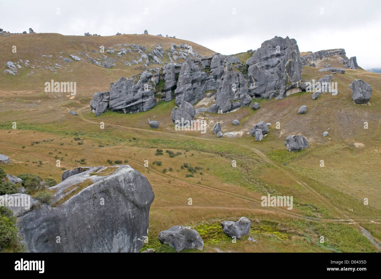 Weird limestone rocky outcrops at Castle Hill in New Zealand's South ...