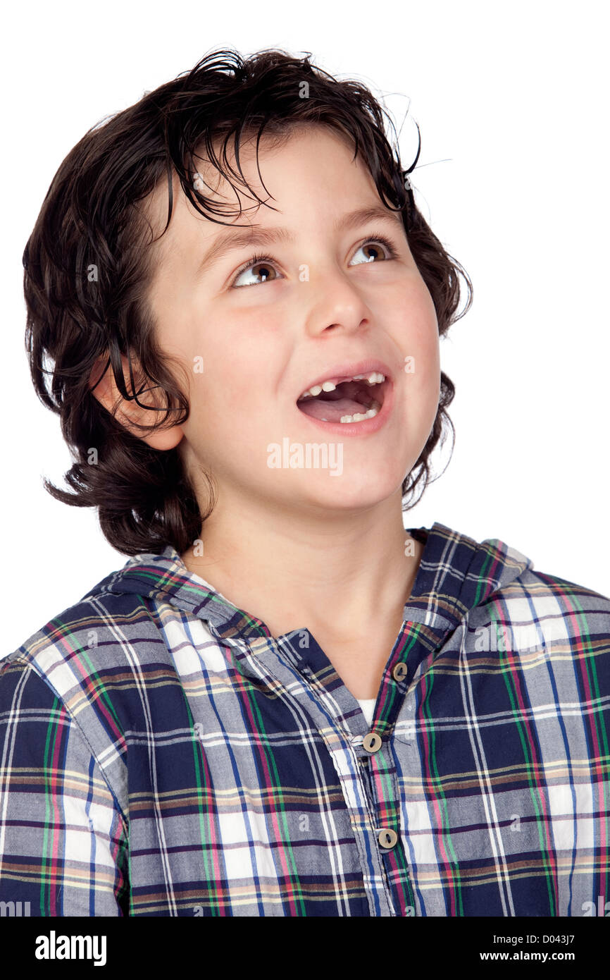 Smiling child without teeth isolated on white background Stock Photo ...