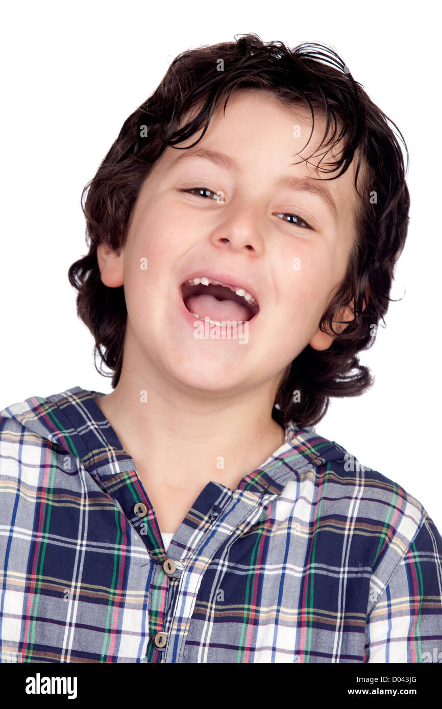 Smiling child without teeth isolated on white background Stock Photo ...