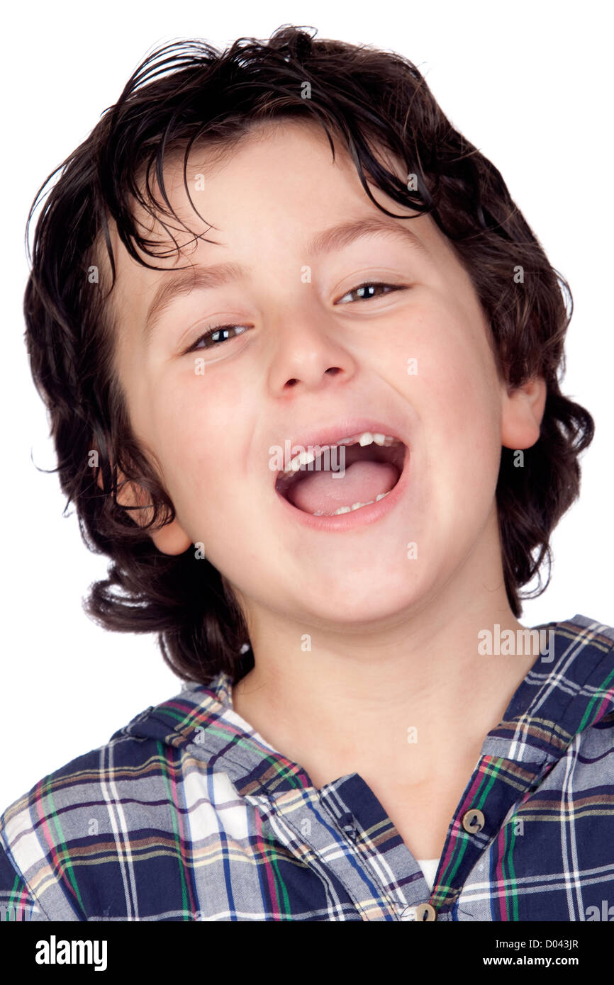 Smiling child without teeth isolated on white background Stock Photo ...