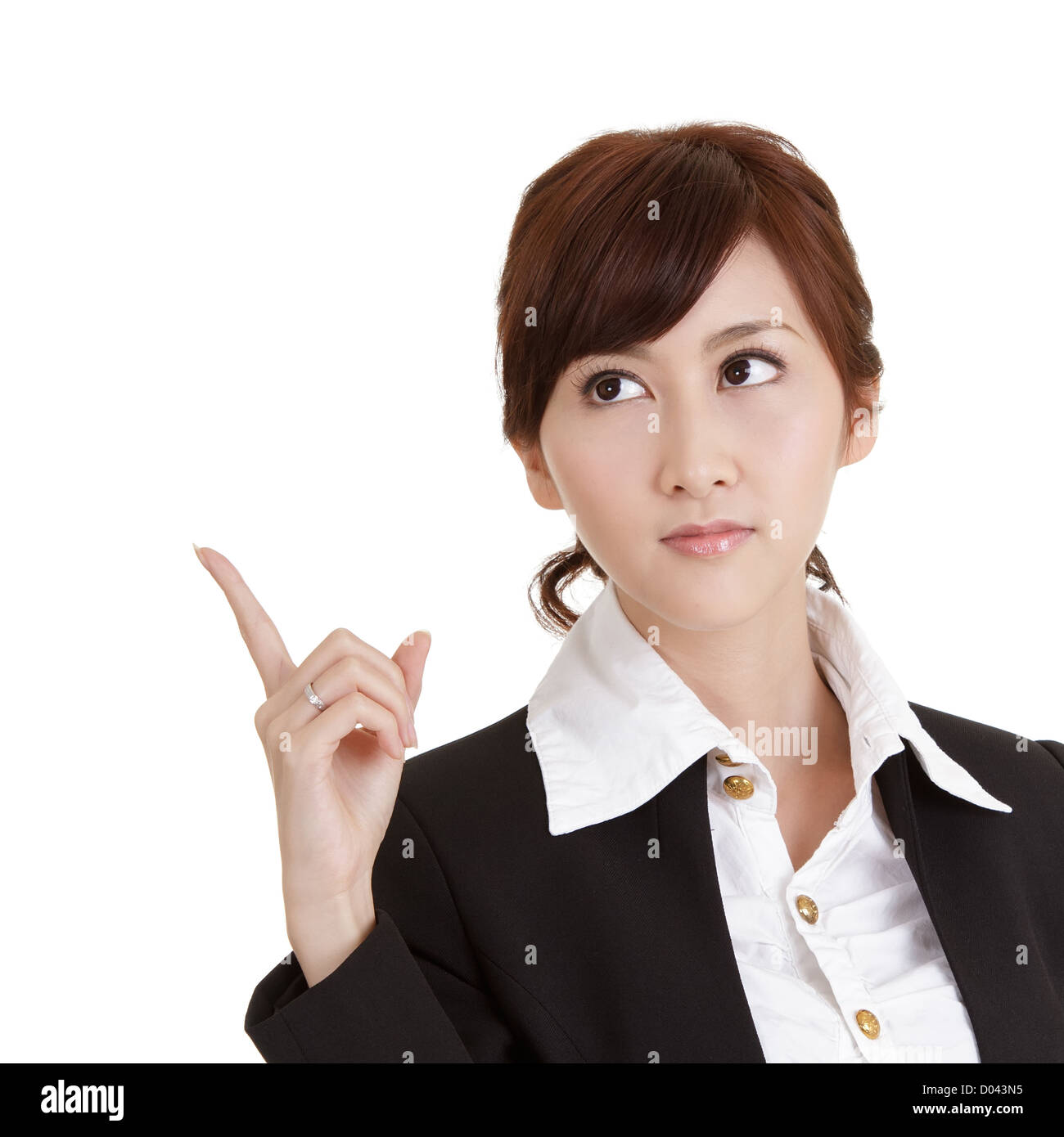 Asian woman thinking finger hi-res stock photography and images - Alamy