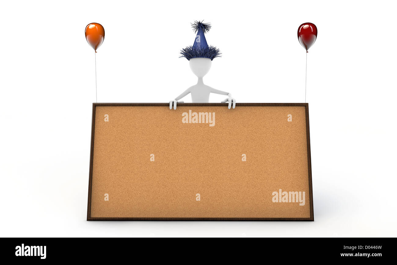 party man with big billboard isolated on white background Stock Photo ...