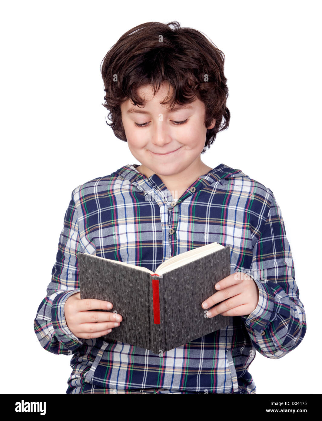 Student child with a book isolated over white background Stock Photo ...