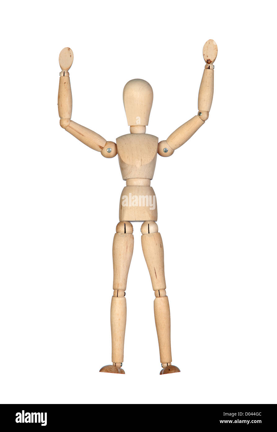 Wooden mannequin with extended arms isolated on white background Stock ...