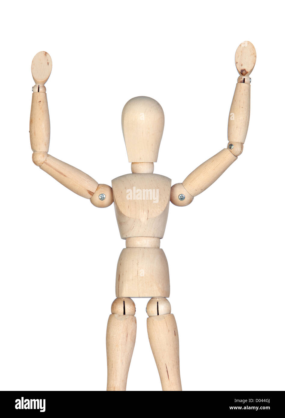 Wooden mannequin with extended arms isolated on white background Stock ...