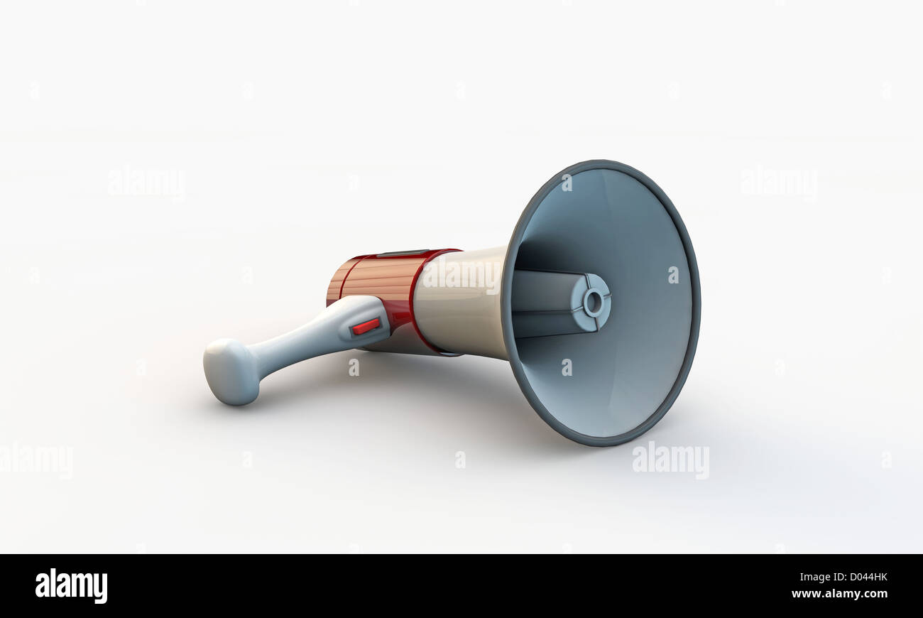 red megaphones isolated on white background Stock Photo - Alamy