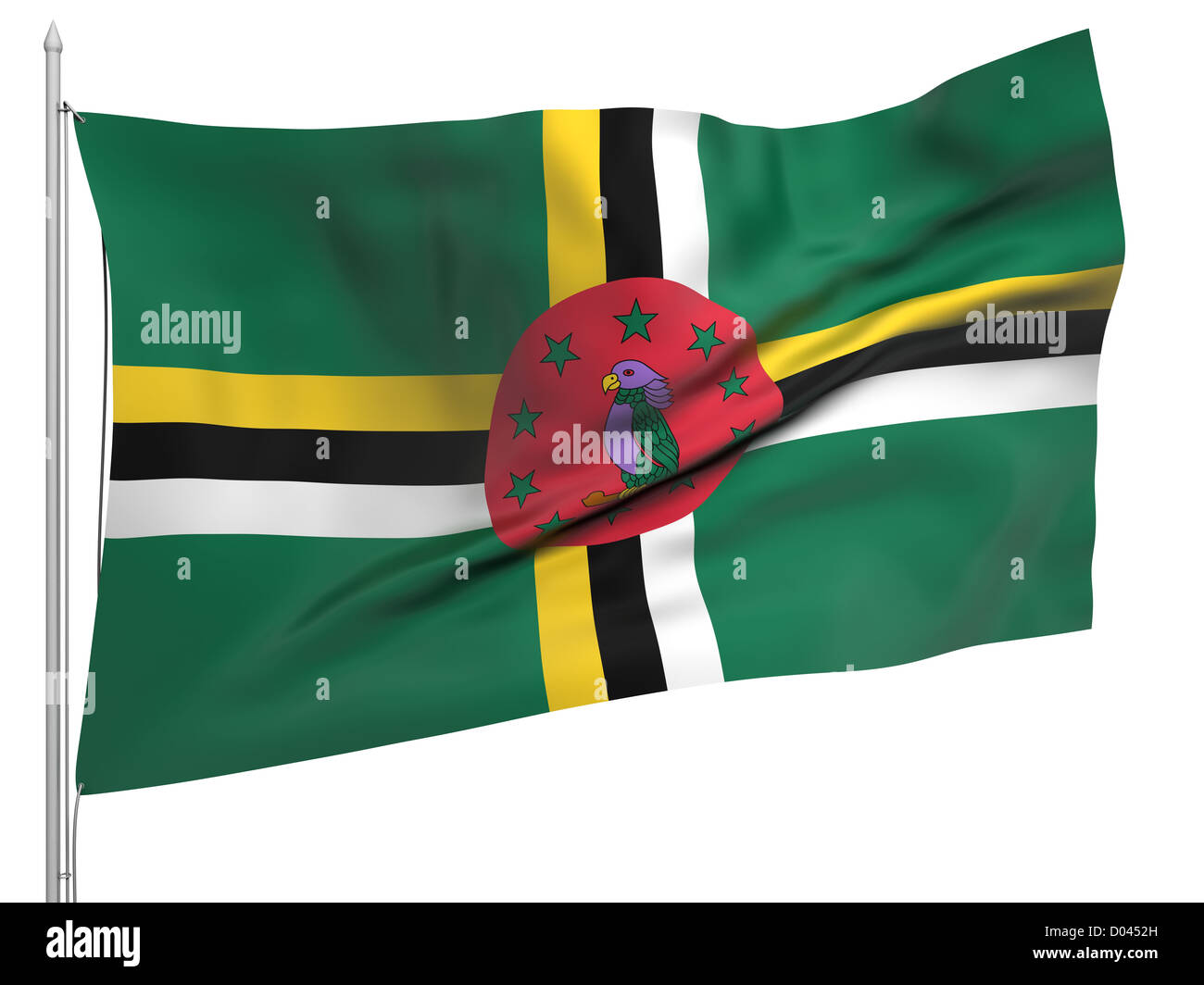 Flying Flag of Dominica - All Countries Collection. Flag, flagstaff ...