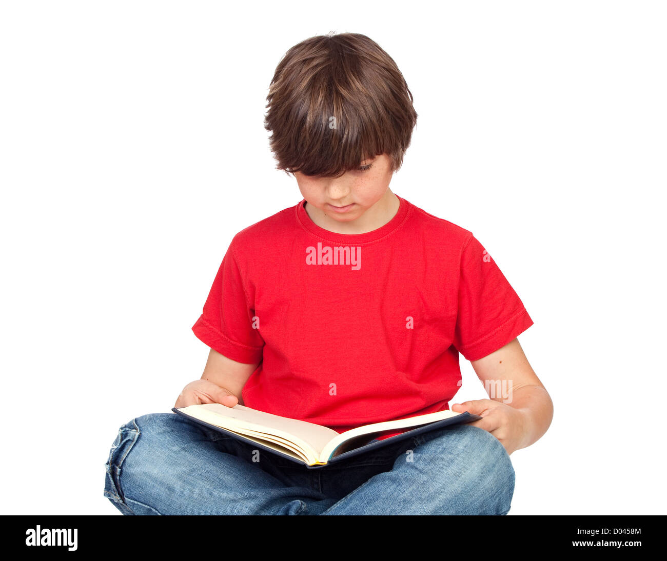 Student child with a book isolated over white background Stock Photo ...