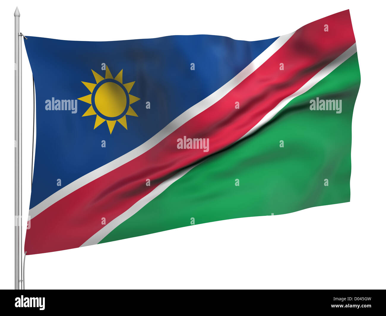 Flying Flag of Namibia - All Countries Collection. Flag, flagstaff ...