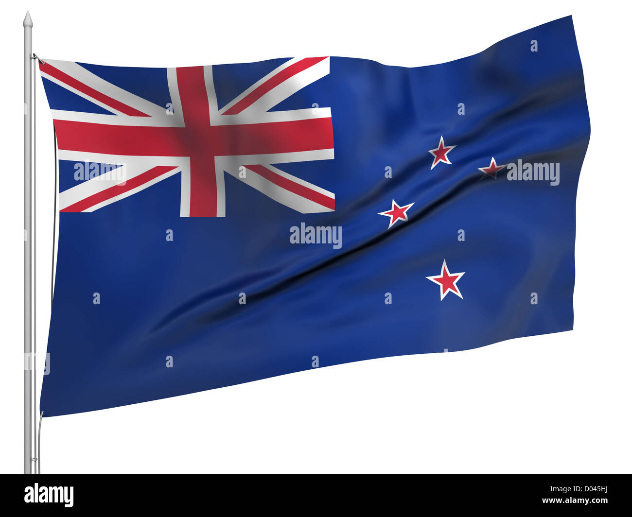 Flying Flag of New Zealand - All Countries Collection. Flag, flagstaff ...