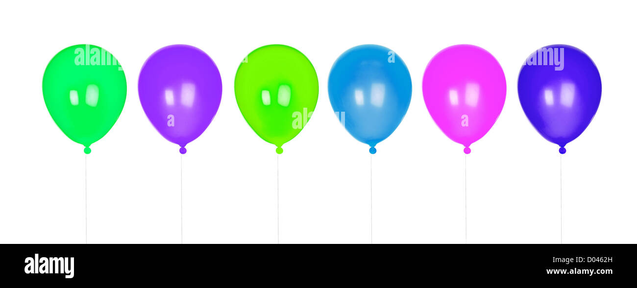 Six colorful balloons inflated isolated on white background Stock Photo ...