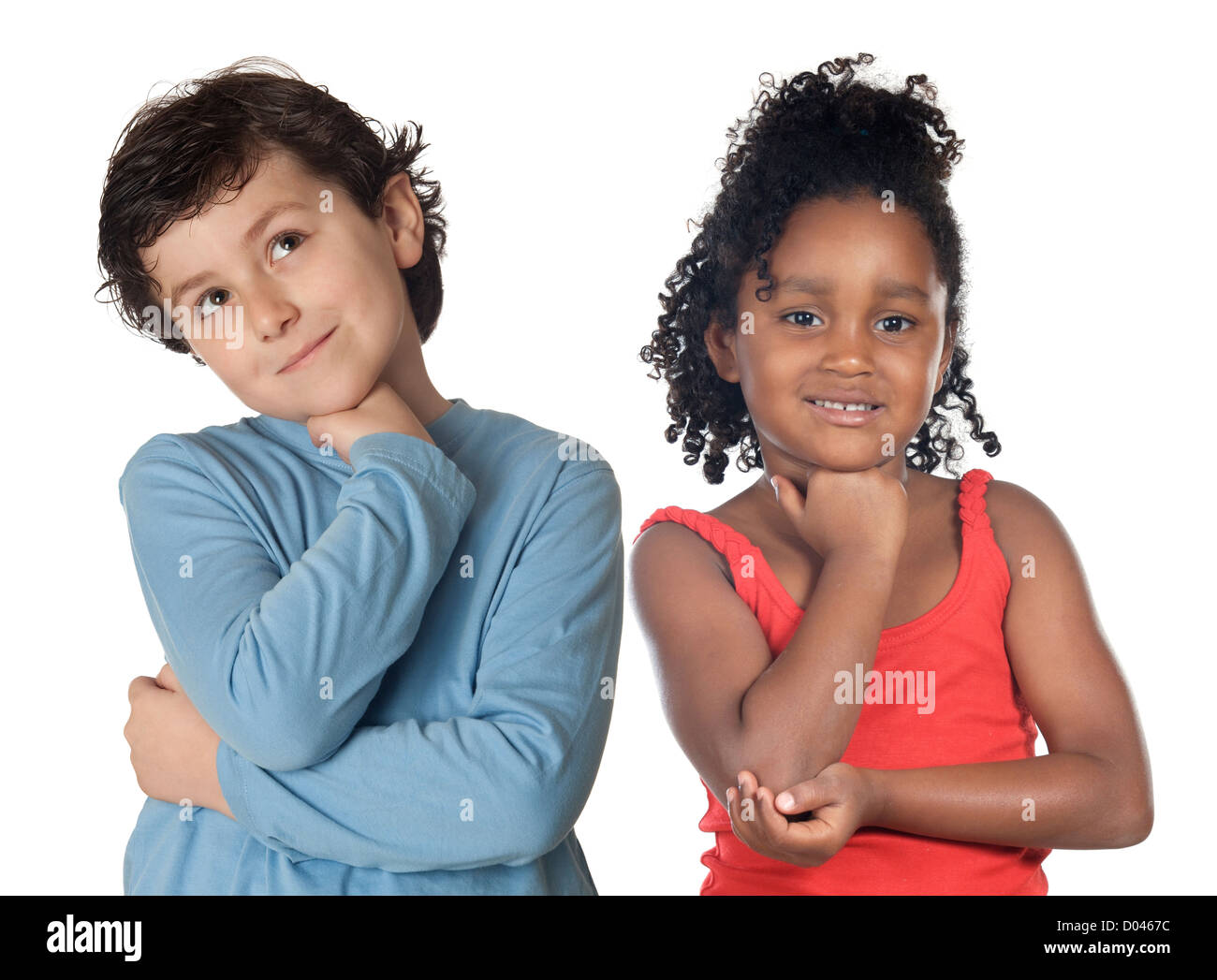 Adorable children thinking isolated on a over white background Stock ...