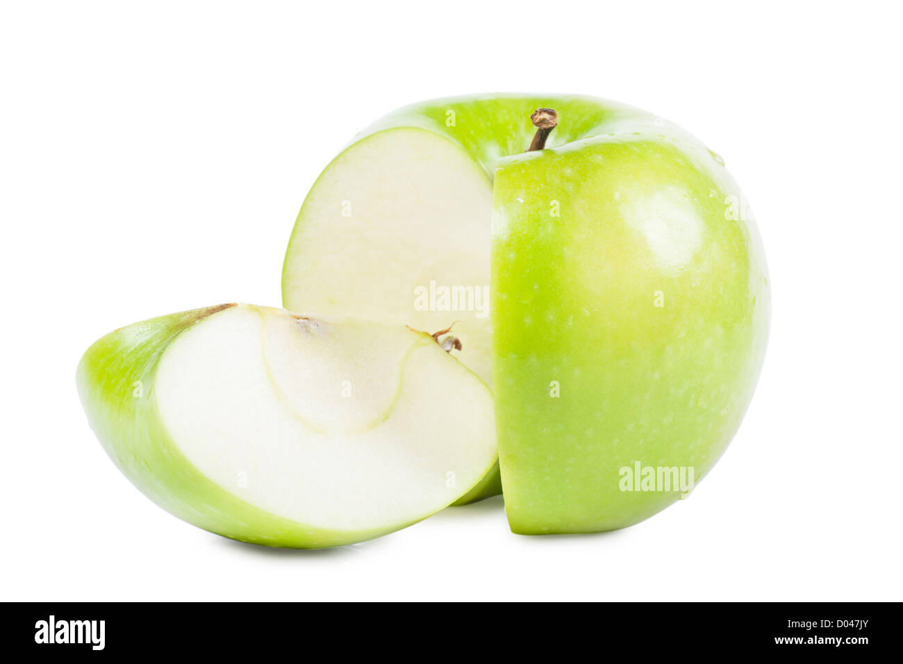 Big green apple with sliced part isolated over white background Stock ...