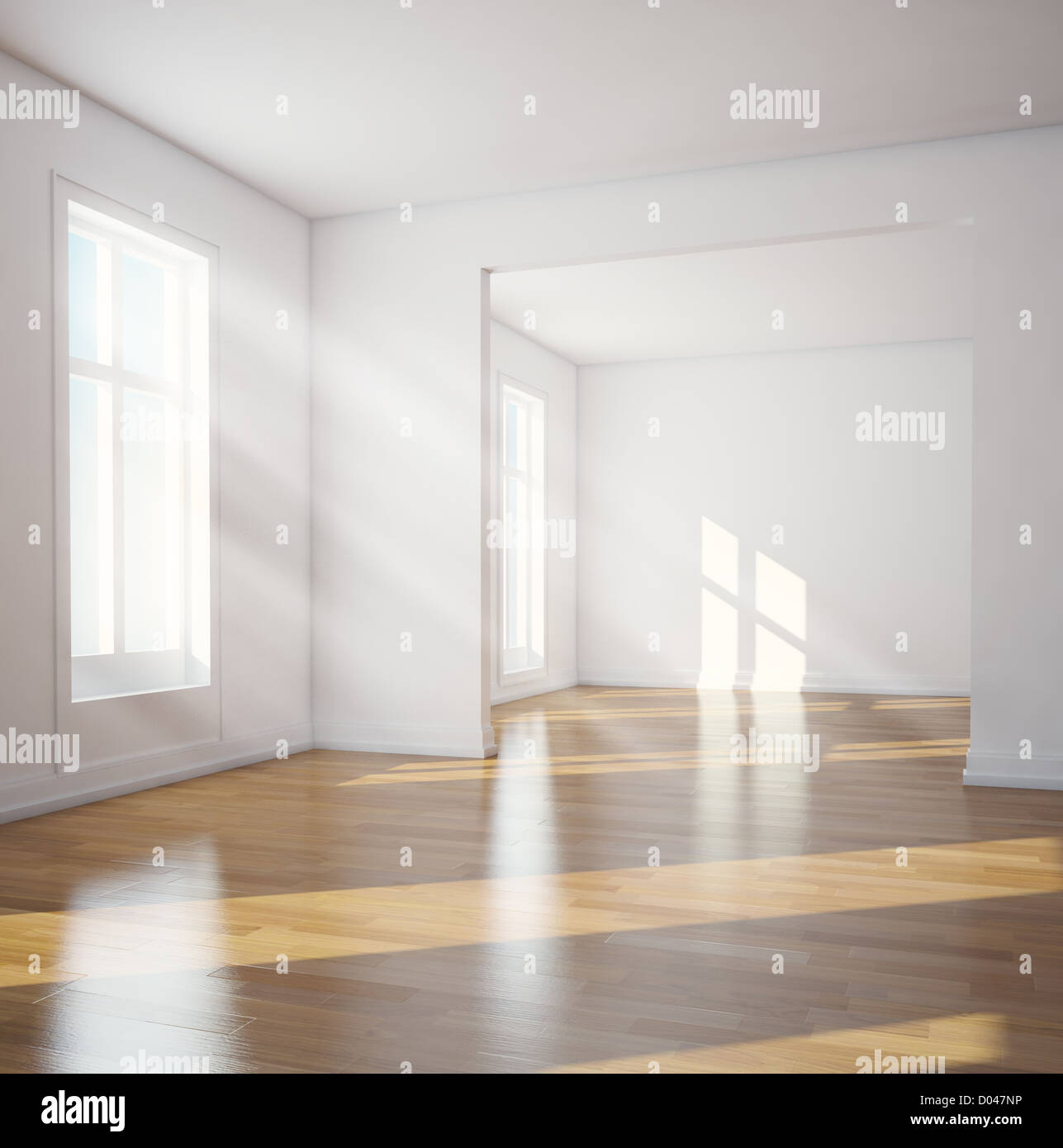 Modern interior- sunlit empty room Stock Photo - Alamy