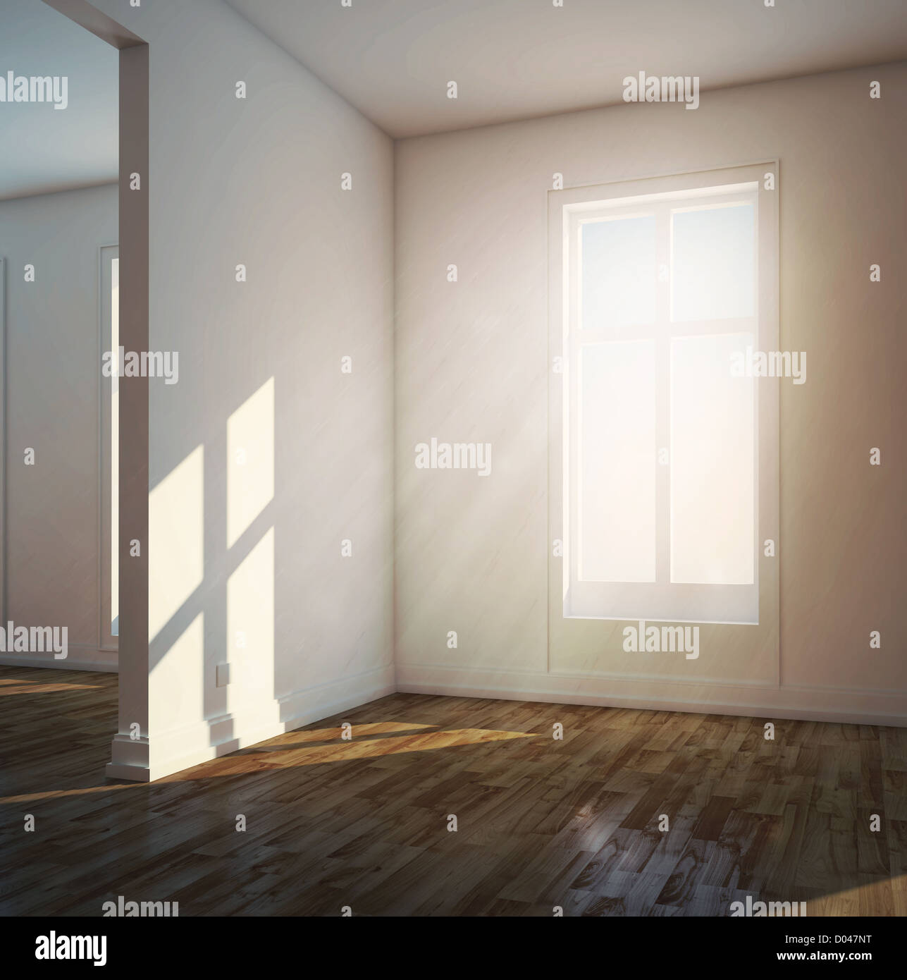 Modern interior- vintage sunlit empty room Stock Photo - Alamy