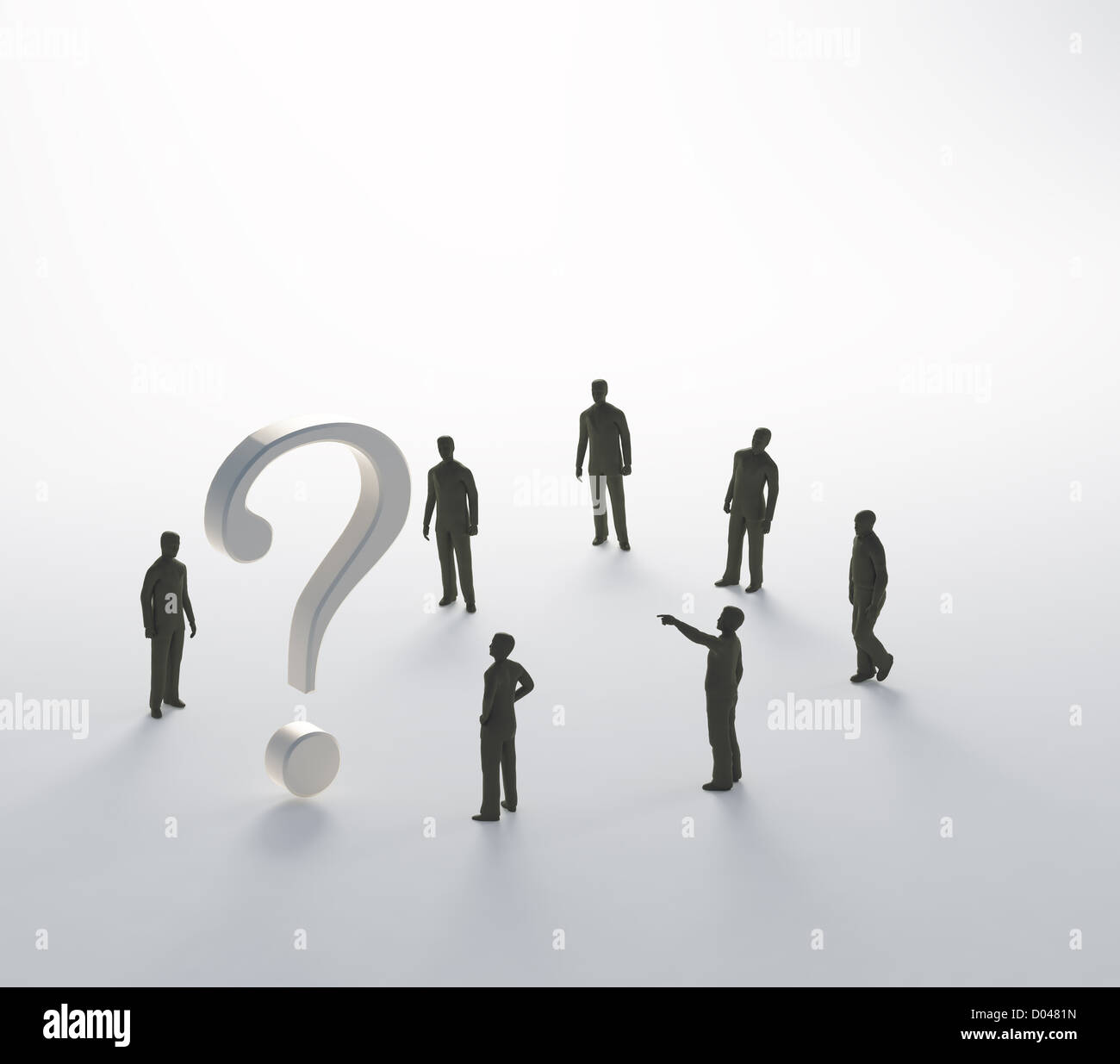 Tiny people trying to solve a problem Stock Photo - Alamy