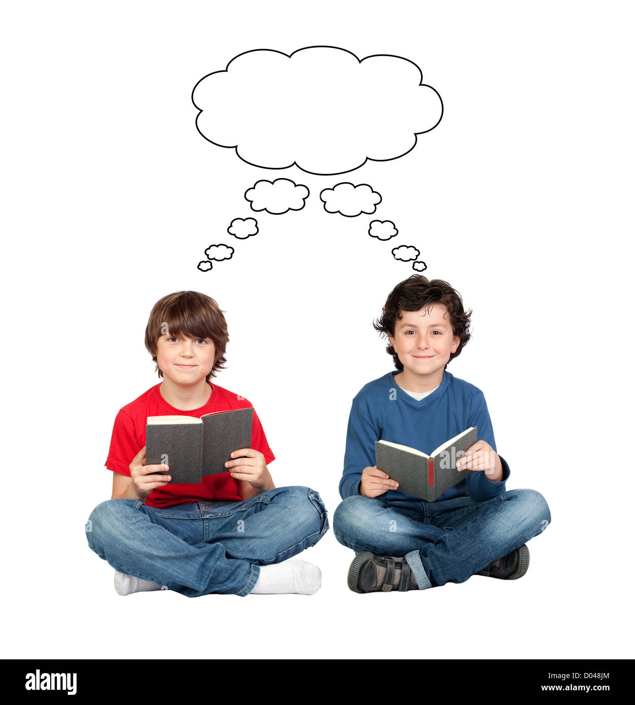 Student thinking with a book isolated over white background Stock Photo ...