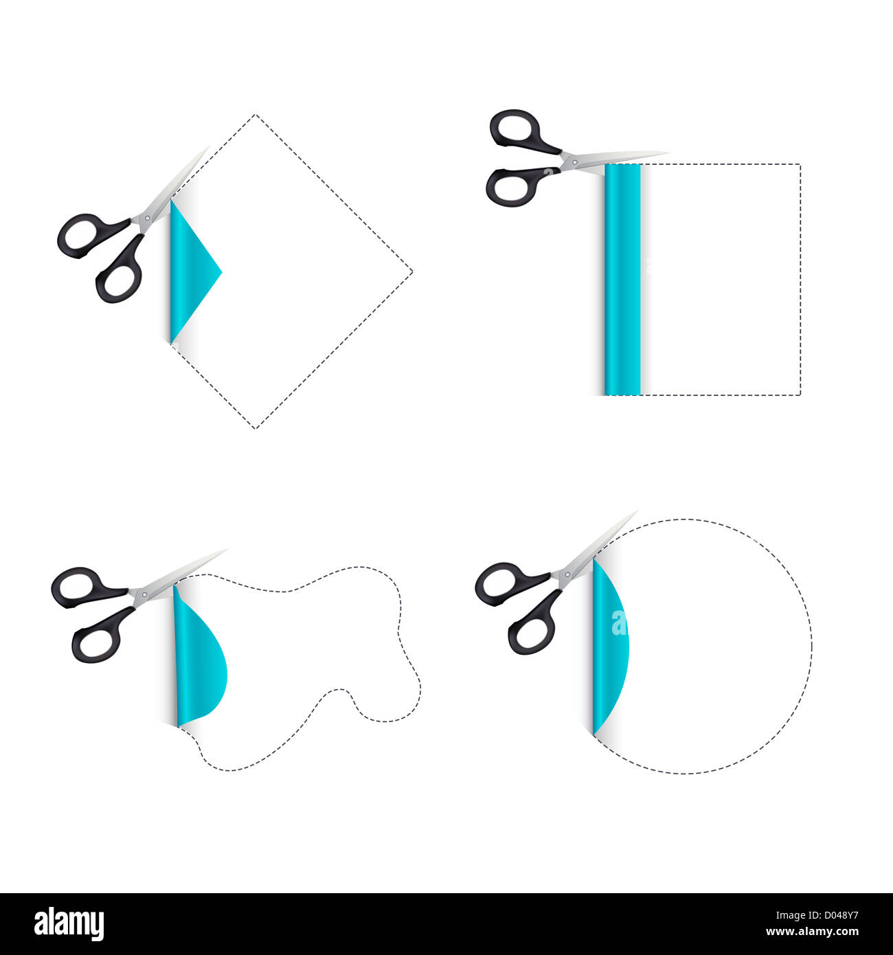 illustration of cutting paper on white background Stock Photo - Alamy