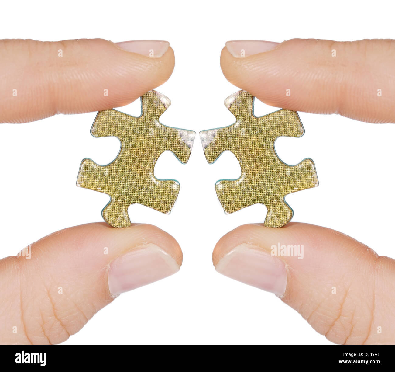 Two same pieces of puzzle that do not fit isolated over white Stock ...