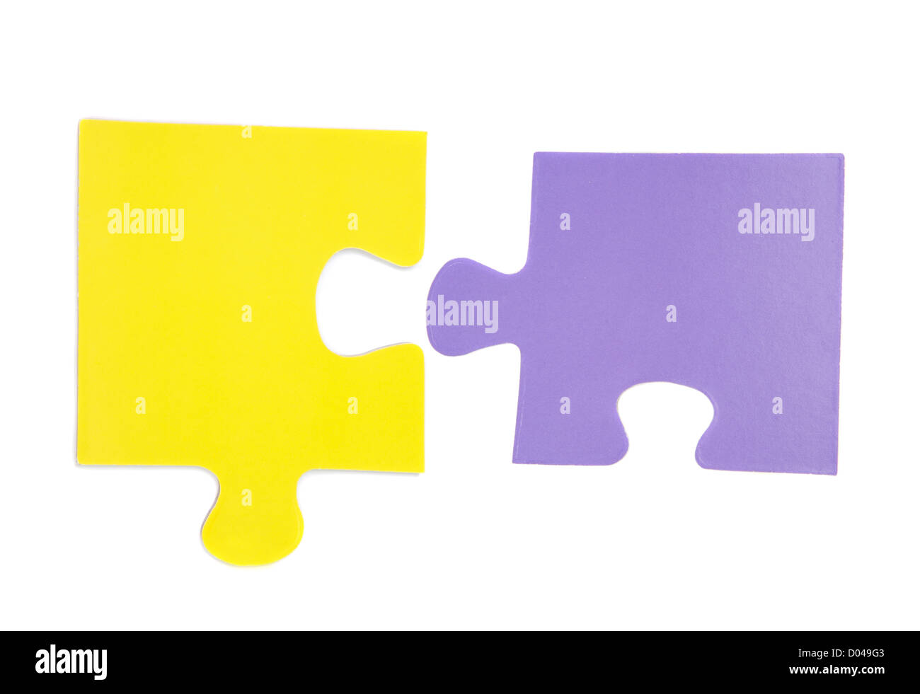 Two pieces of puzzle isolated over white Stock Photo - Alamy