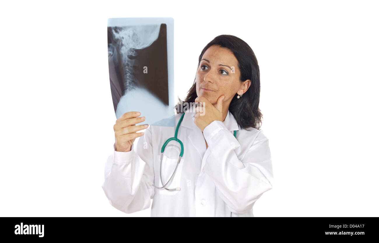 Woman doctor with radiography a over white background Stock Photo - Alamy