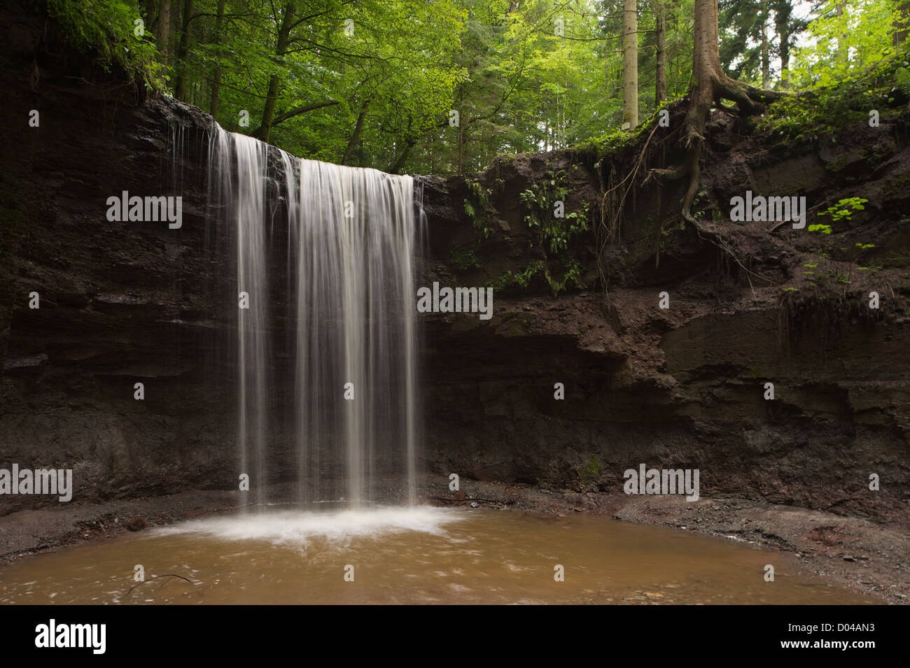 Hörschbash Waterfall near Murrhardt. This horse shoe waterfall falls ...