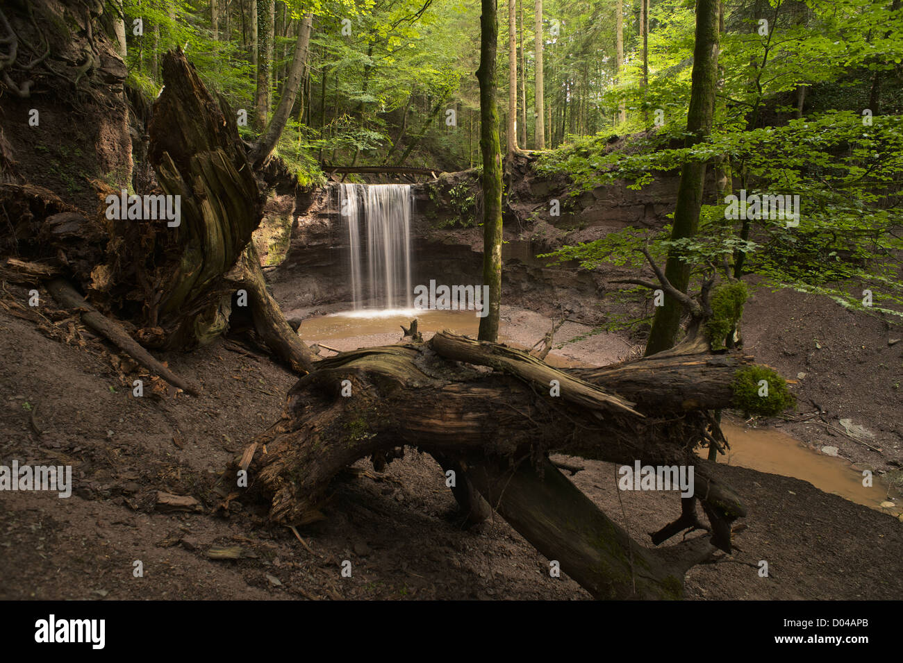 Hörschbash Waterfall near Murrhardt. This horse shoe waterfall falls ...