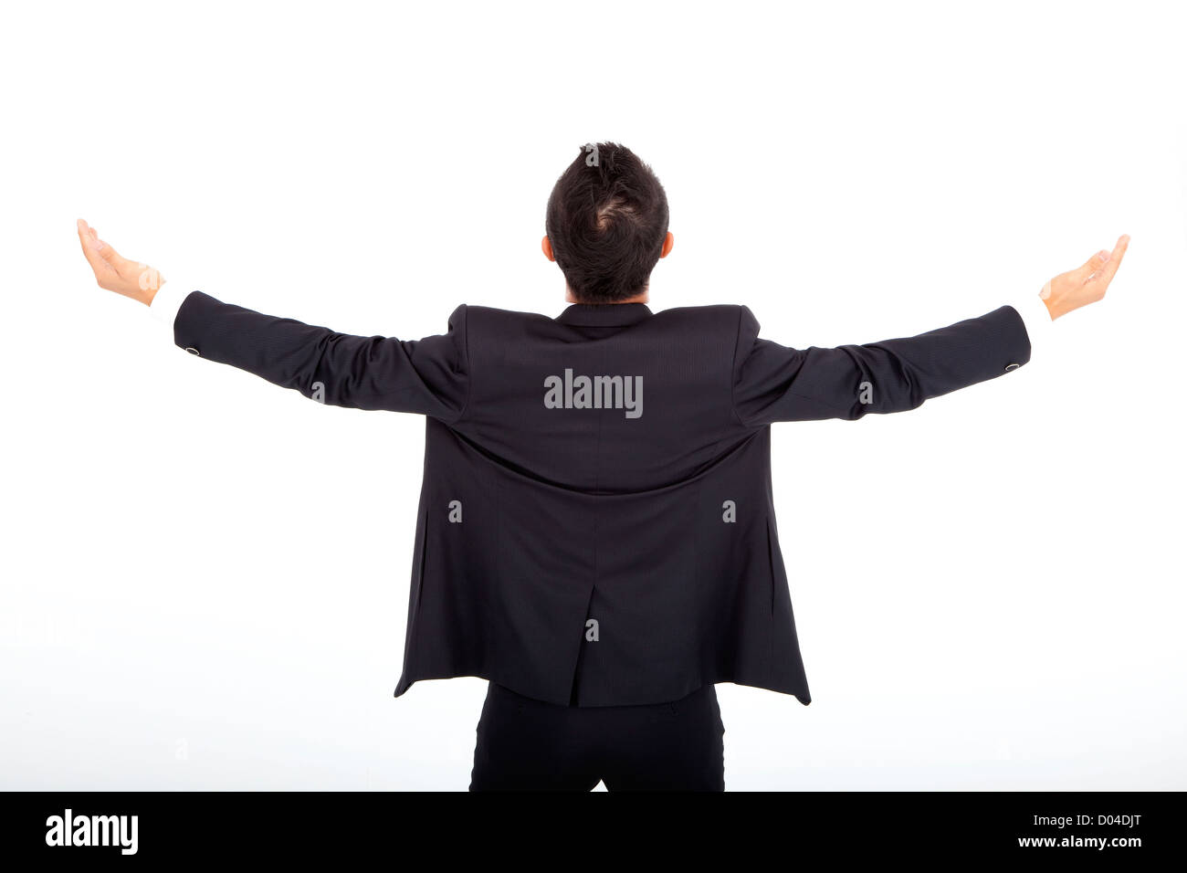 Successful businessman back view isolated on white Stock Photo - Alamy