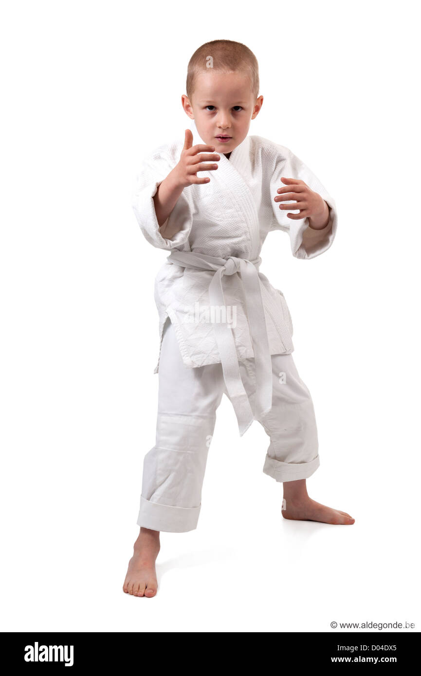 martial art boy in fighting position Stock Photo - Alamy