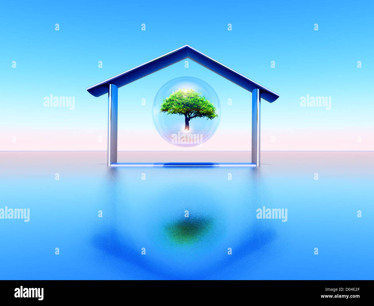 illustration of an ecological house Stock Photo - Alamy