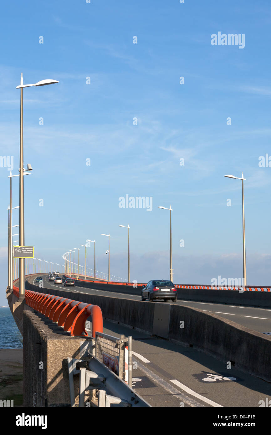 Curved Modern Bridge with highway over the water. Vertical shot Stock ...