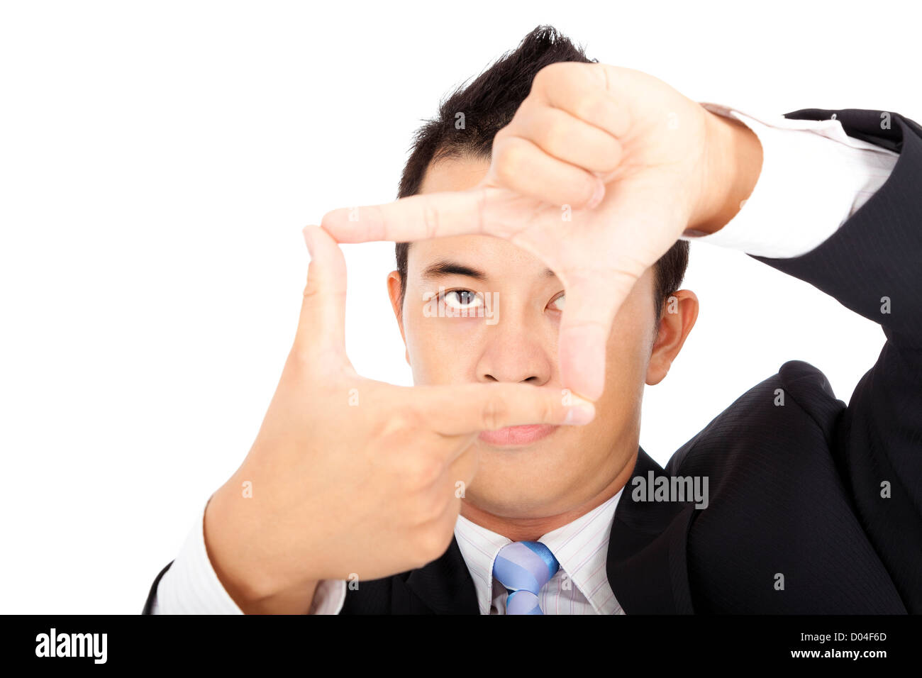 young businessman showing thinking outside the square Stock Photo - Alamy