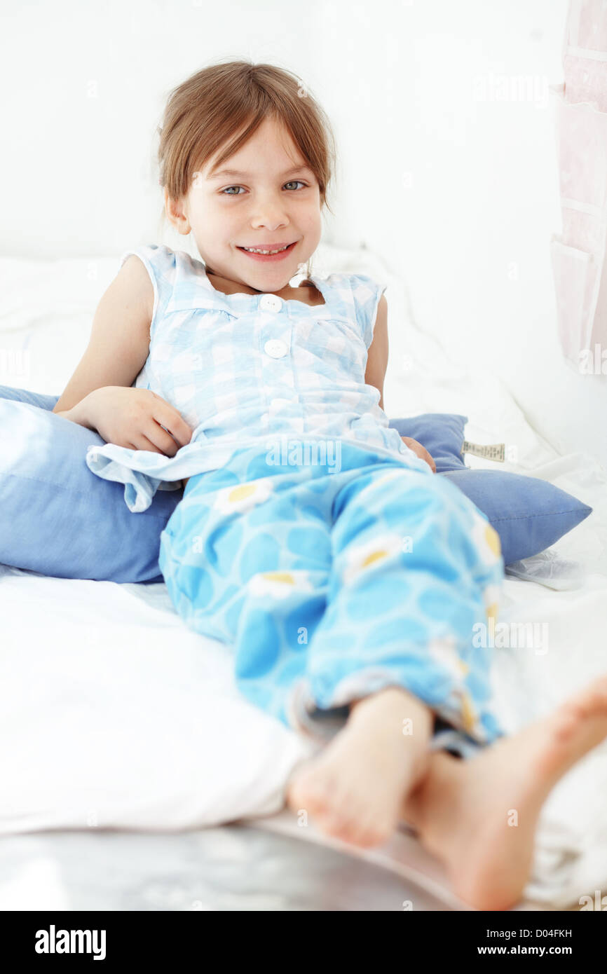 Portrait of child waking up at morning Stock Photo - Alamy