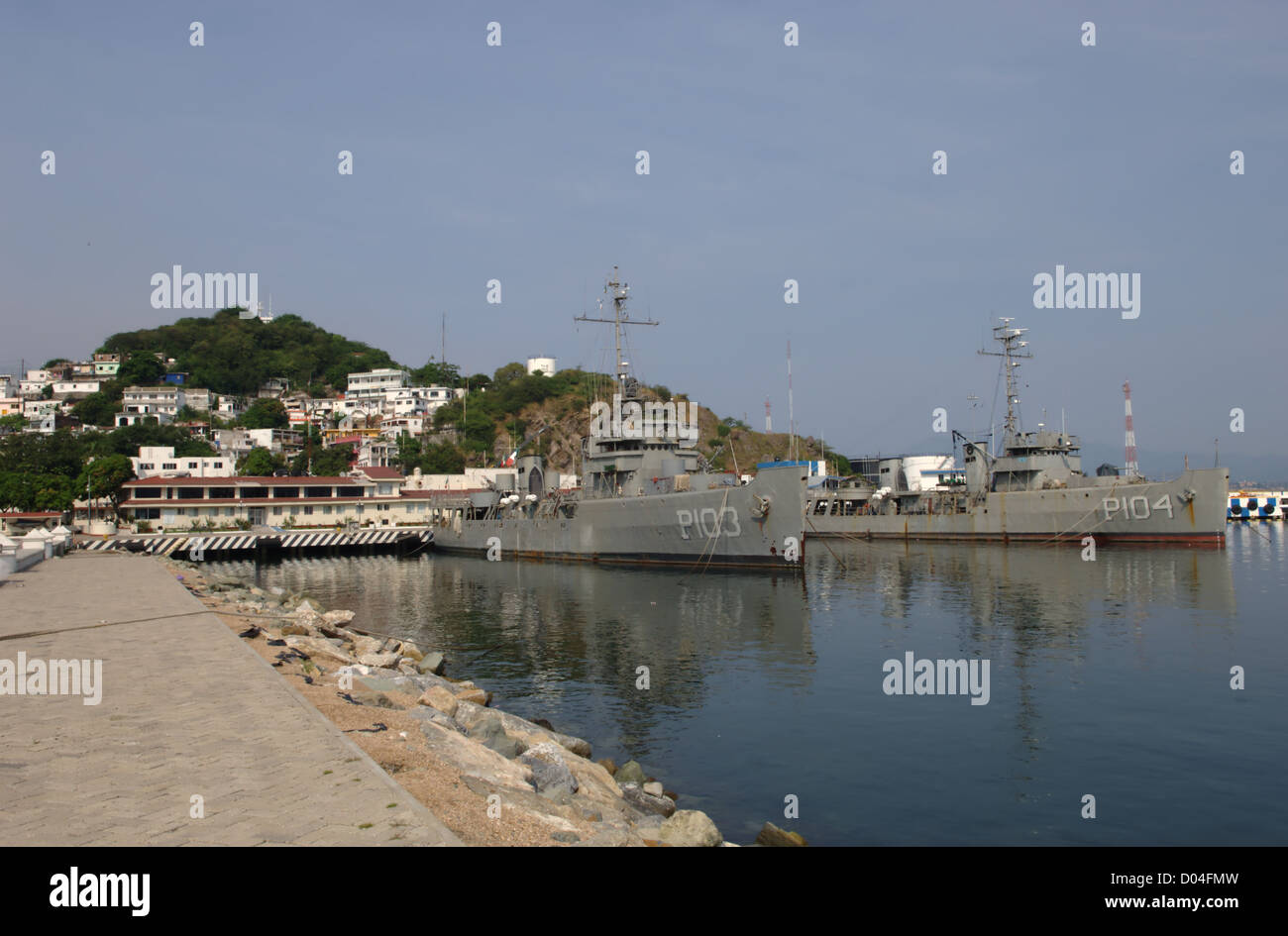 Two frigates in Manzanillo Harbour, Colima, Mexico Stock Photo - Alamy