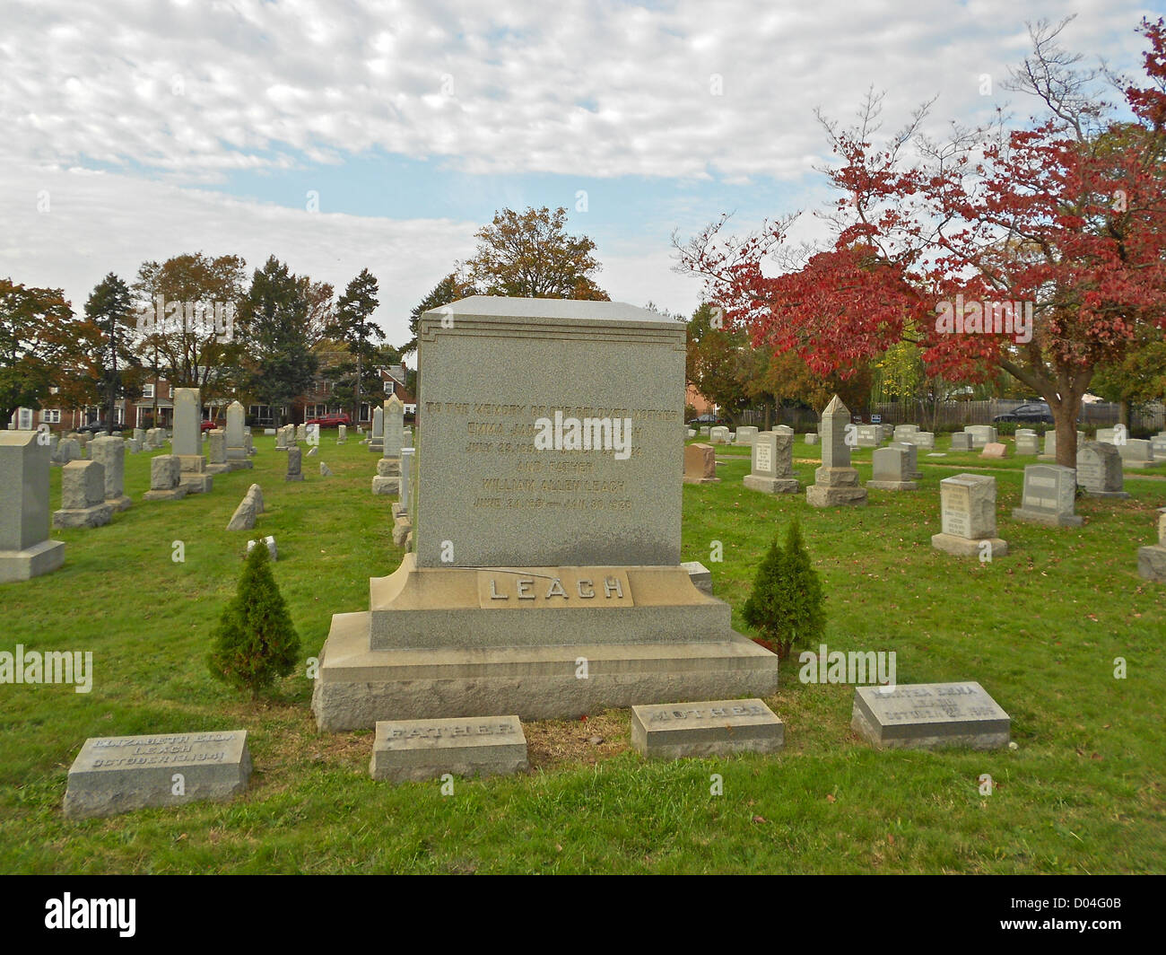 The Leach grave is located at Riverview Cemetery in Wilmington ...