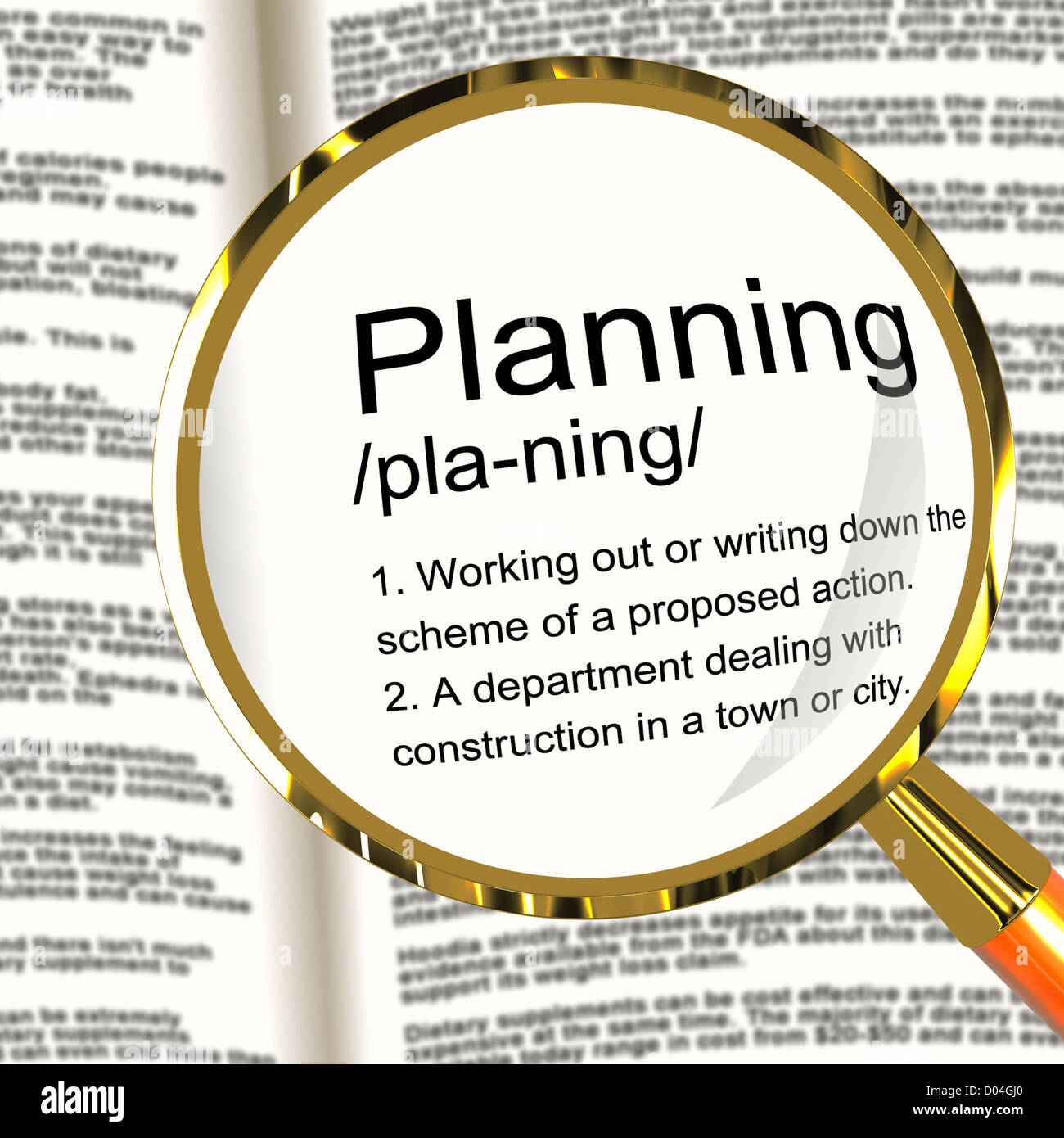 Planning Definition Magnifier Shows Organizing Strategy And Scheme ...