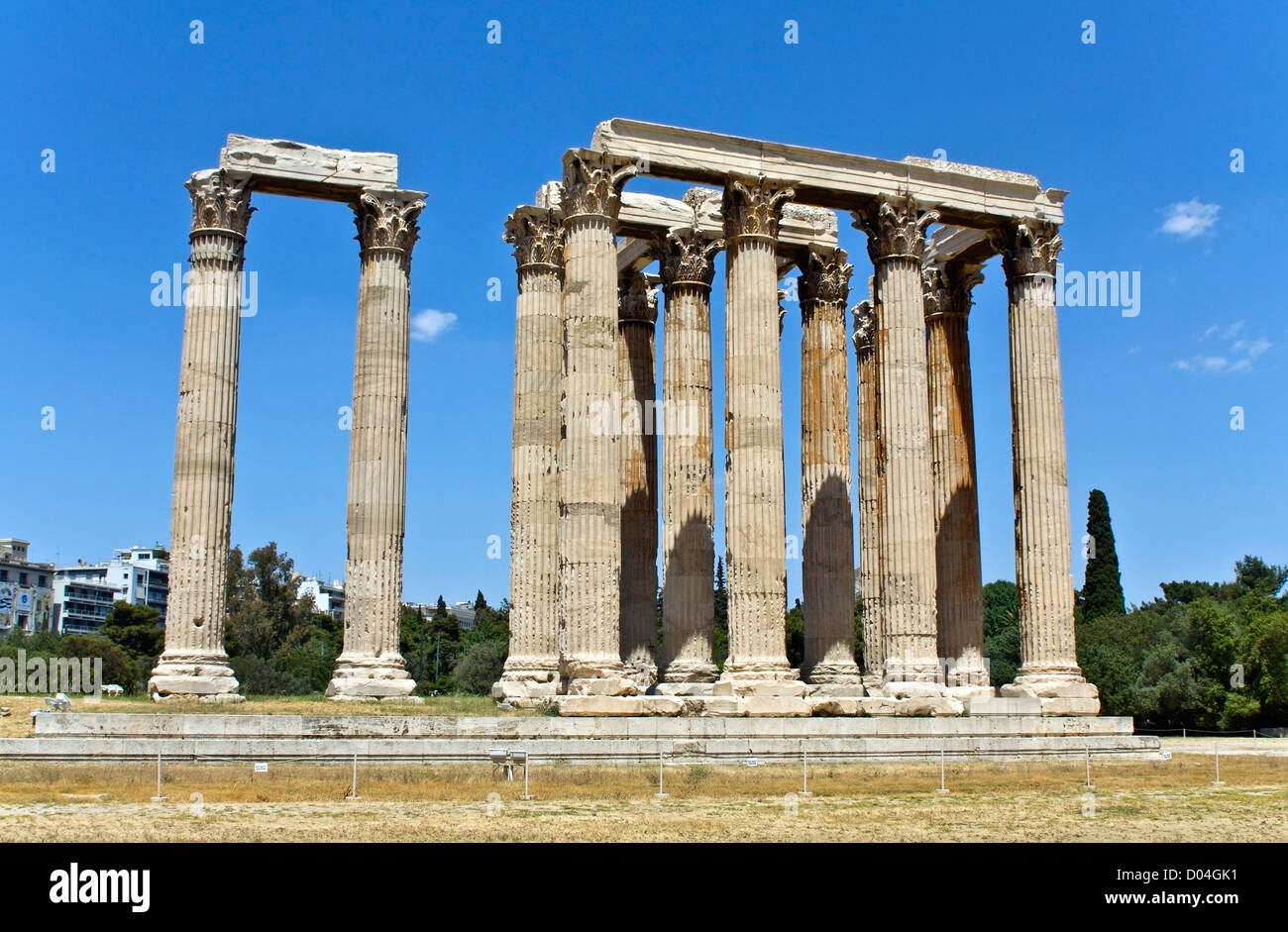 Temple of the Olympian Zeus, just under the Acropolis in Athens city ...