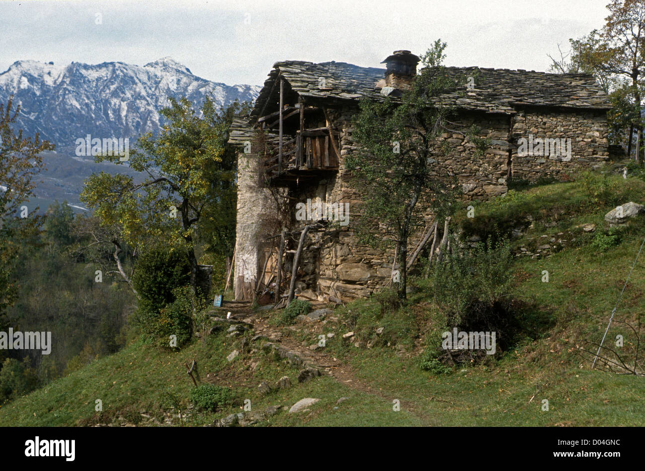 CHARACTERISTIC DESERTED STONE MOUNTAIN HOMESTEAD- PIAMONTE- ITALY Stock ...