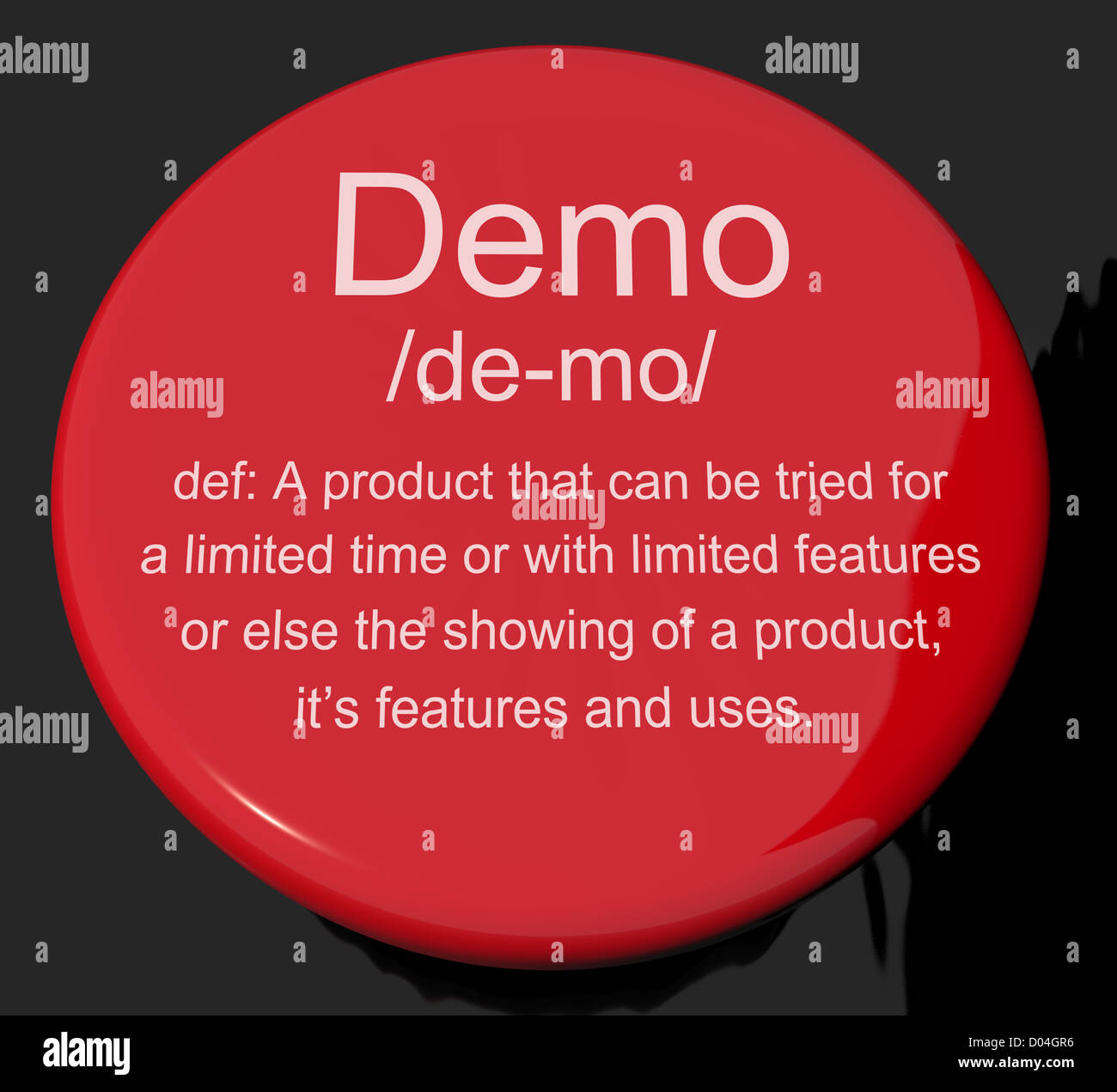 Demo Definition Button Shows Demonstration Of Software Application Or ...