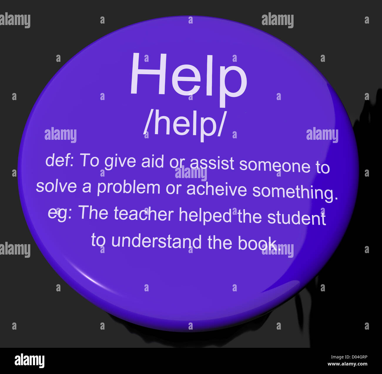 Help Definition Button Shows Support Assistance And Service Stock Photo ...